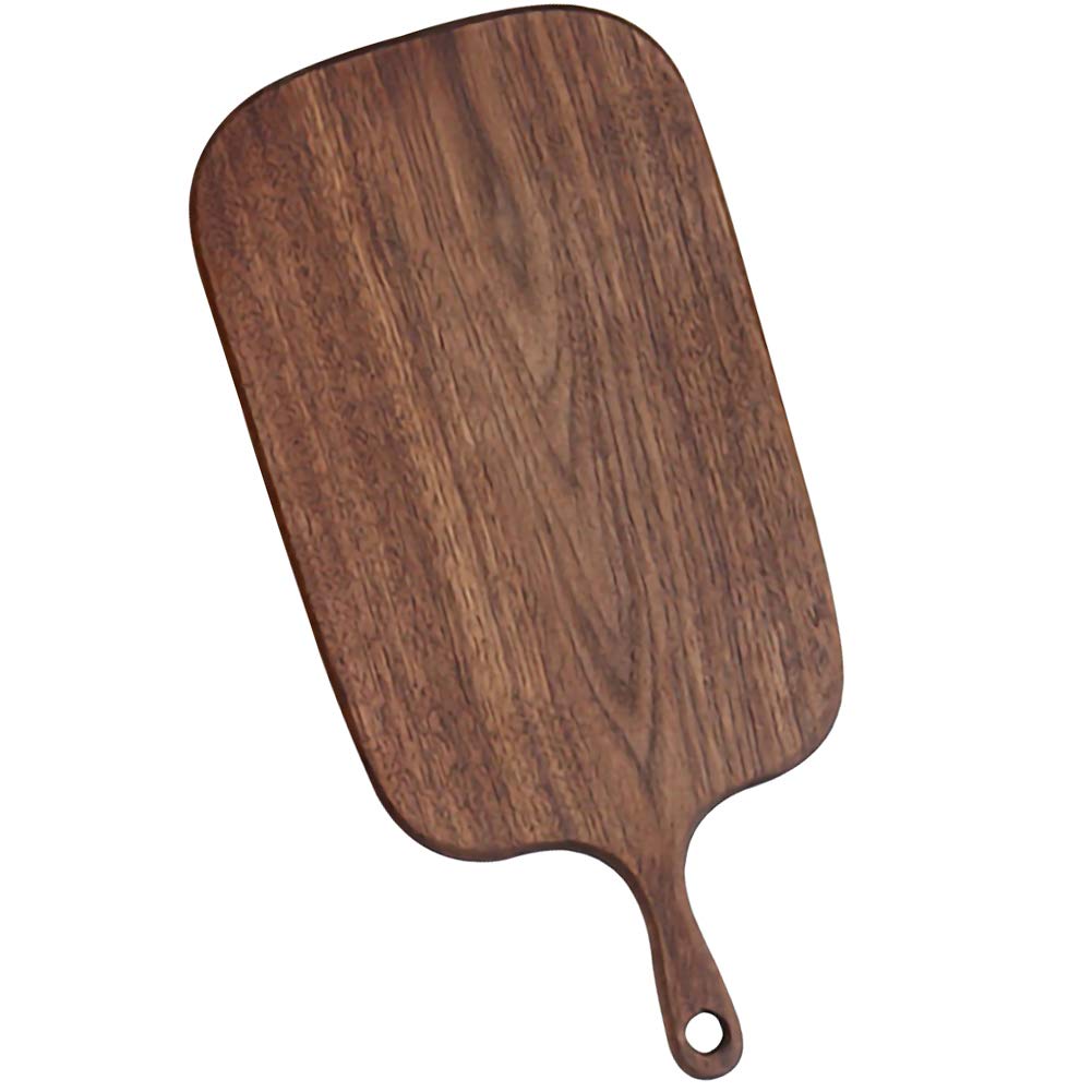 Pearlead Walnut Wood Cutting Board with Handle Large Serving and Chopping Board Cheese Hardwood Bread Board for Serving Chopping Fruit Vegetables Meat Charcuterie Platter 14.5 x 6.7 inch