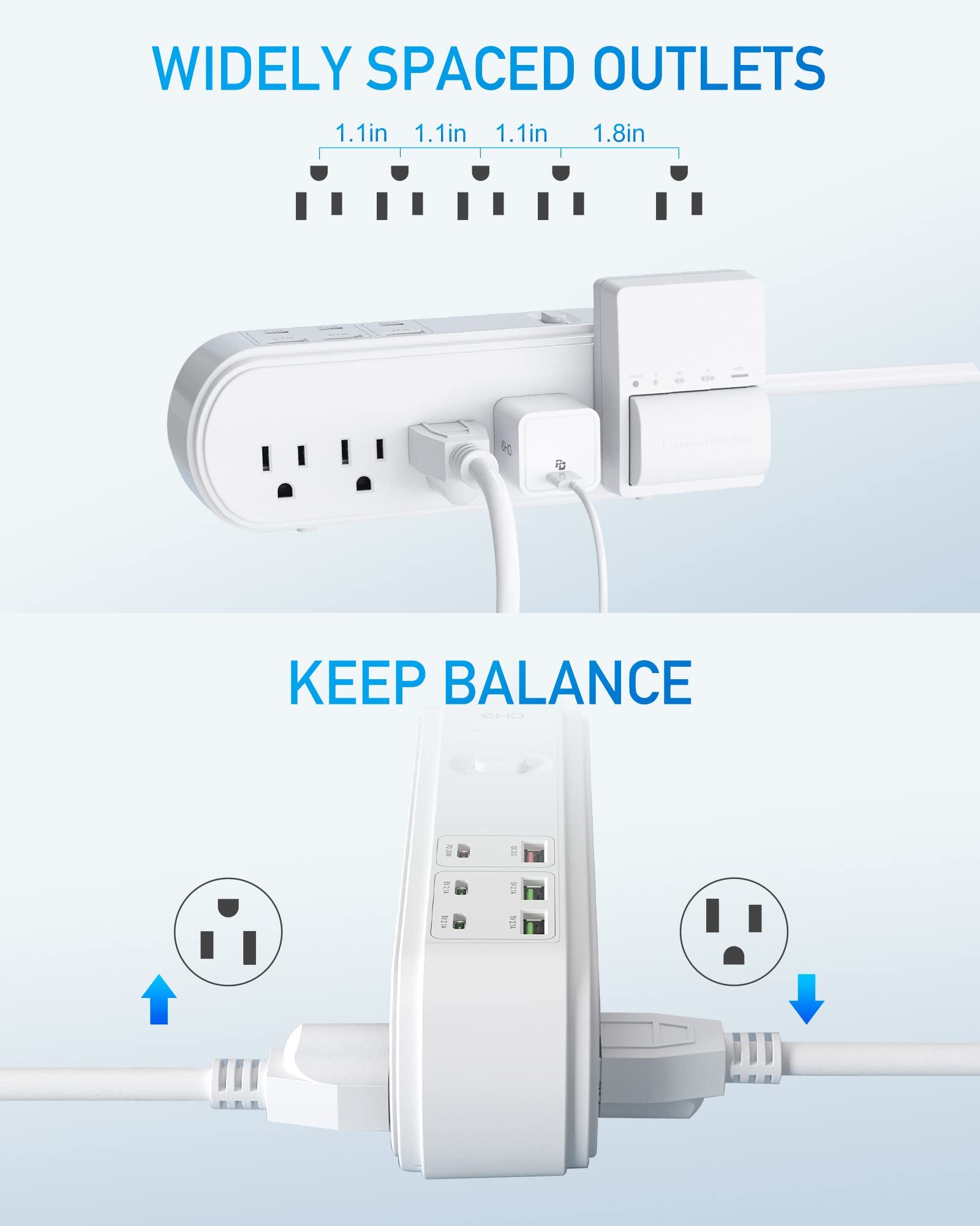 PD 20W Surge Protector, 10 Outlets and 3 USB C&3 USB A Ports, 6ft Extension Cord, Overload Protection, Desktop High-Speed Charging Station Power Bar for iPhone 14, 1875W/15A, 4500J