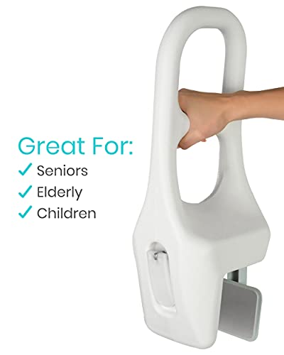Vive Bathtub Rail - Bathroom Tub Safety Rail Heavy Duty for Seniors, Elderly, Handicap and Disabled - Clamp Railing Bath Support - Adjustable Shower Hand Grip - Handle Assist Grab Bar - Fits Most Tubs
