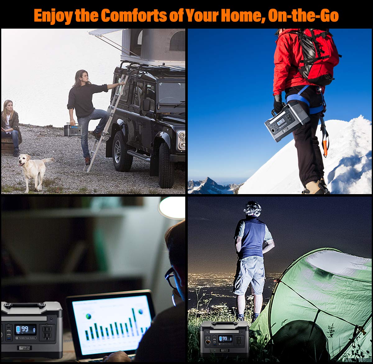 RICH SOLAR X500 Lithium Portable Power Station 540Wh Rechargeable Solar Generator with Bag Battery Backup Power for Camping Outdoors RV Emergency