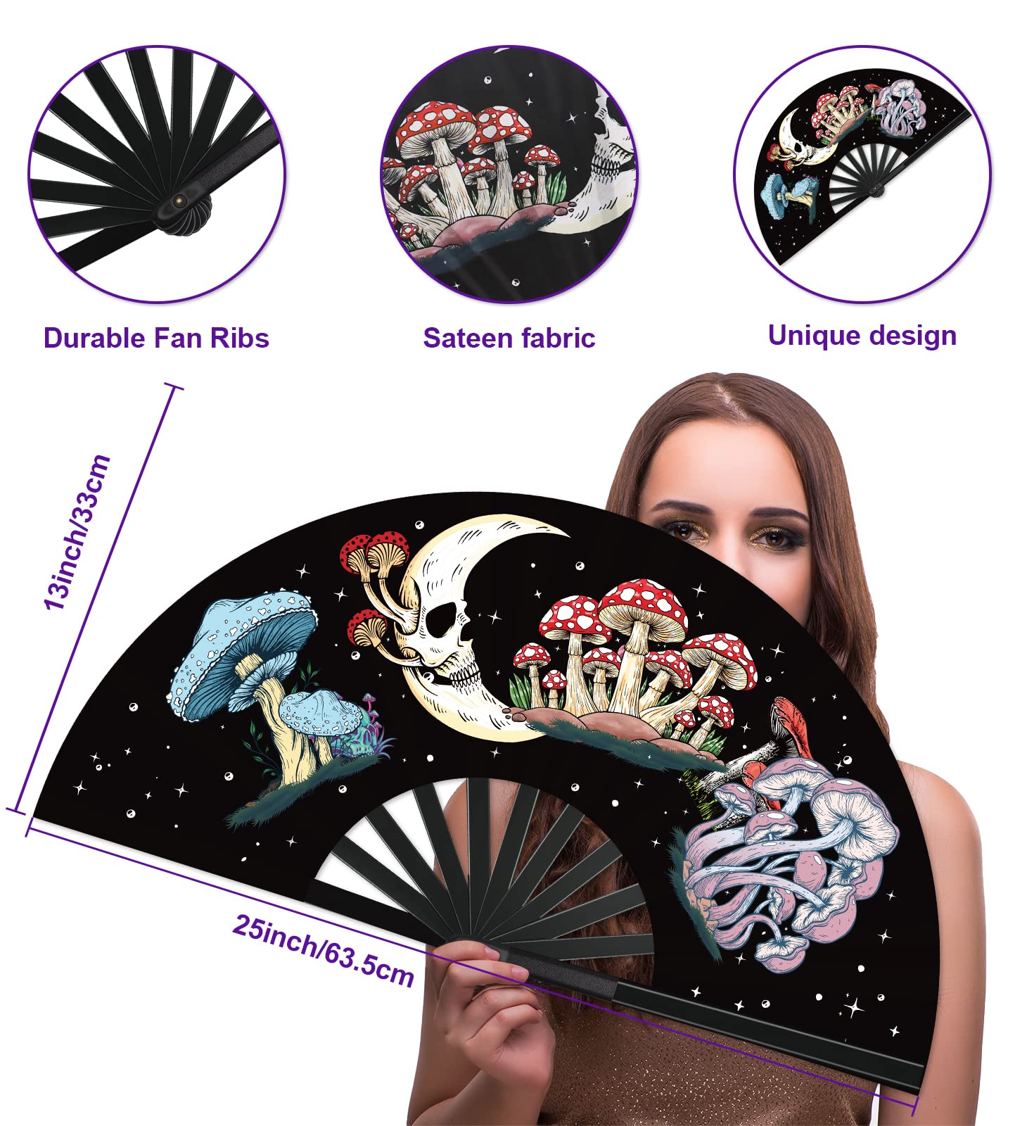 Riccioofy Set of 6 Rainbow Folding Fans -Hand Fan Foldable-Pride Accessories-Hand Fans for Women Foldable