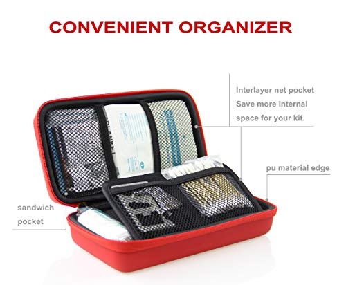SHBC Small Travel First Aid Kit (152 Pieces) Compact Mini Waterproof Bag with Survival Medical Items for Car, Home, Travel, Hiking, Office, Outdoors, Boat, Camping, Workplace, and School.