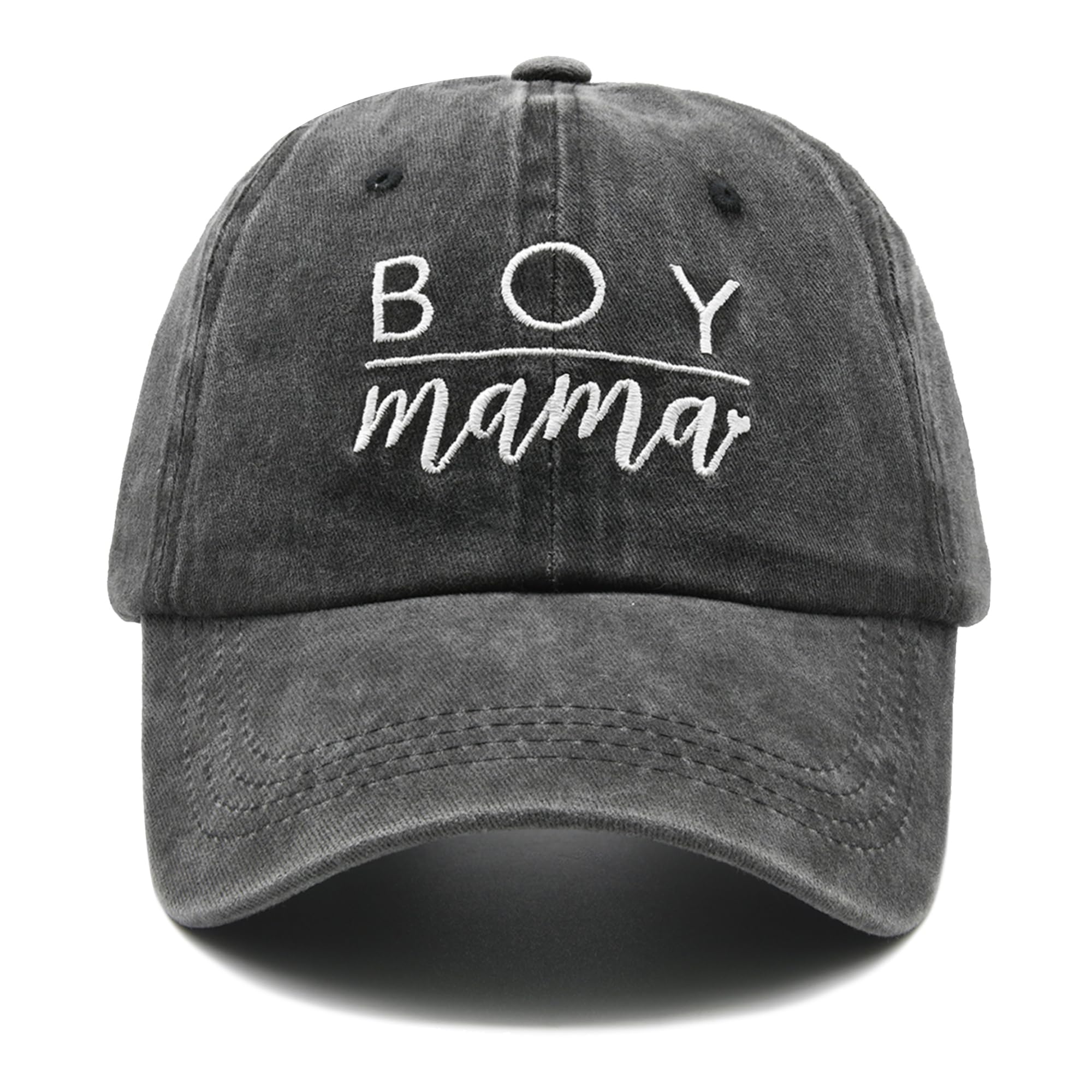 NVJUI JUFOPL Embroidered Boy Mama Hat, Mom Baseball Cap­ for Women Distressed Adjustable Washed Dad Hats Black