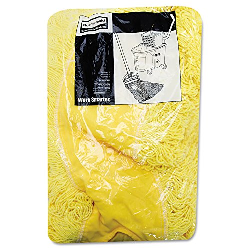 Rubbermaid Commercial Products Trapper Cotton Floor Dust Mop Head Refill, 36-Inch, Yellow, Use for Janitorial Maintenance/School/Lunchroom/Office Building Cleaning