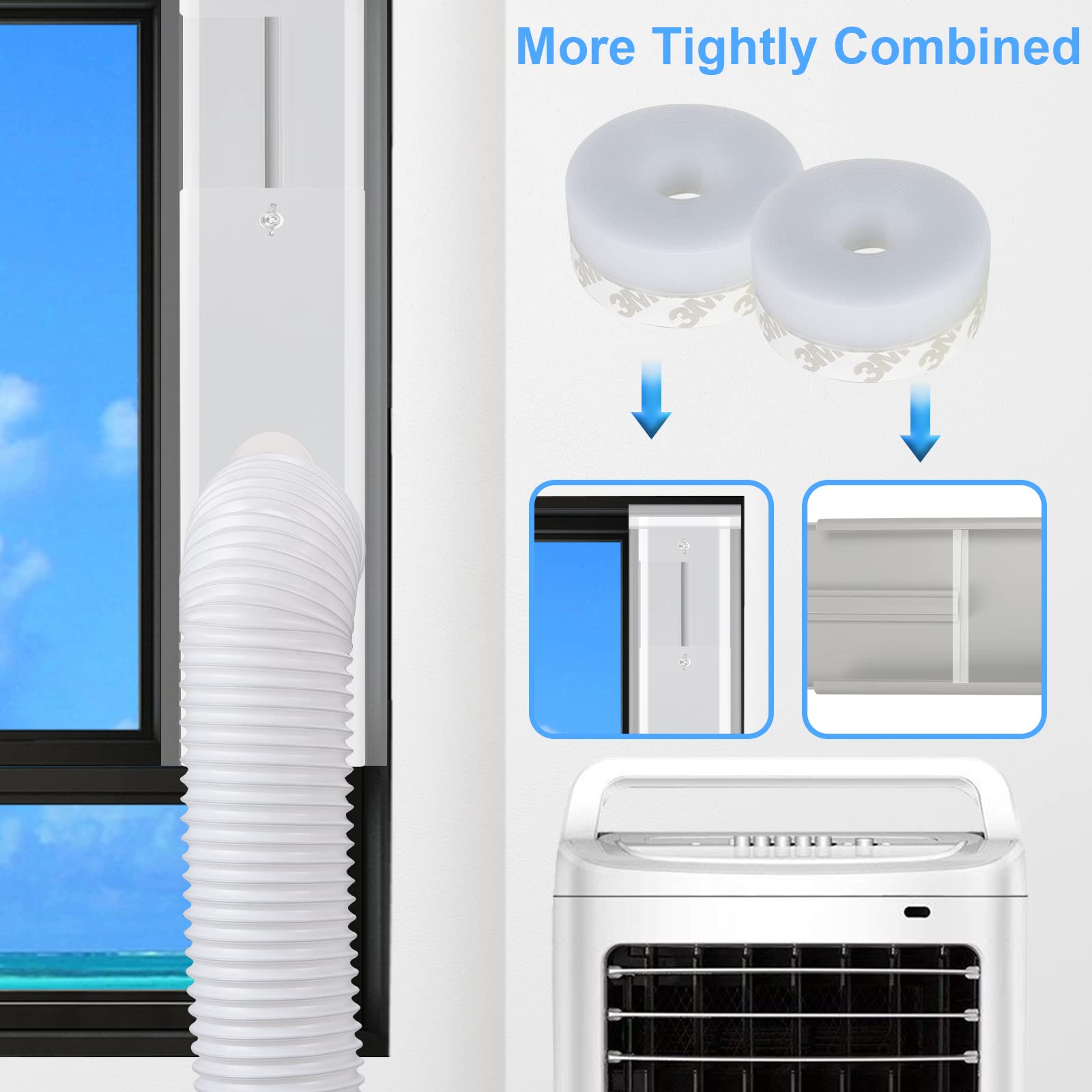 NWESTUN Portable AC Window Kit, 2024 New Upgrade Portable AC Window Vent Kit, Portable AC Kit with 2Pack 3m Window Seal, Adjustable Sliding Window AC Vent Kit for Exhaust Hose with 5.1"/13cm Diameter