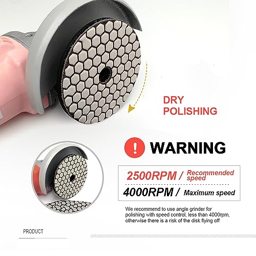SHDIATOOL Dry Diamond polishing Pads 4 Inch Set of 8 Pieces Plus a Plastic Backer for Granite Marble Stone Quartz