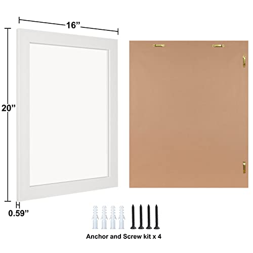 Ruomeng Rectangular Wall Mirror 16" x 20" for Bathroom, Bedroom, Entryway, Living Room, White