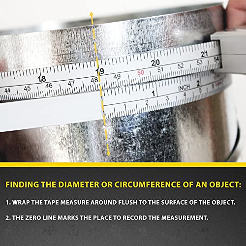 Perfect Pi Diameter Circumference Tape Measure - Imperial and Metric Tape Measure 1/2-inch by 12ft / 3.5m Use for Measuring Cylindrical Objects (Pipe Tape, Tree Tape) Model DCT120