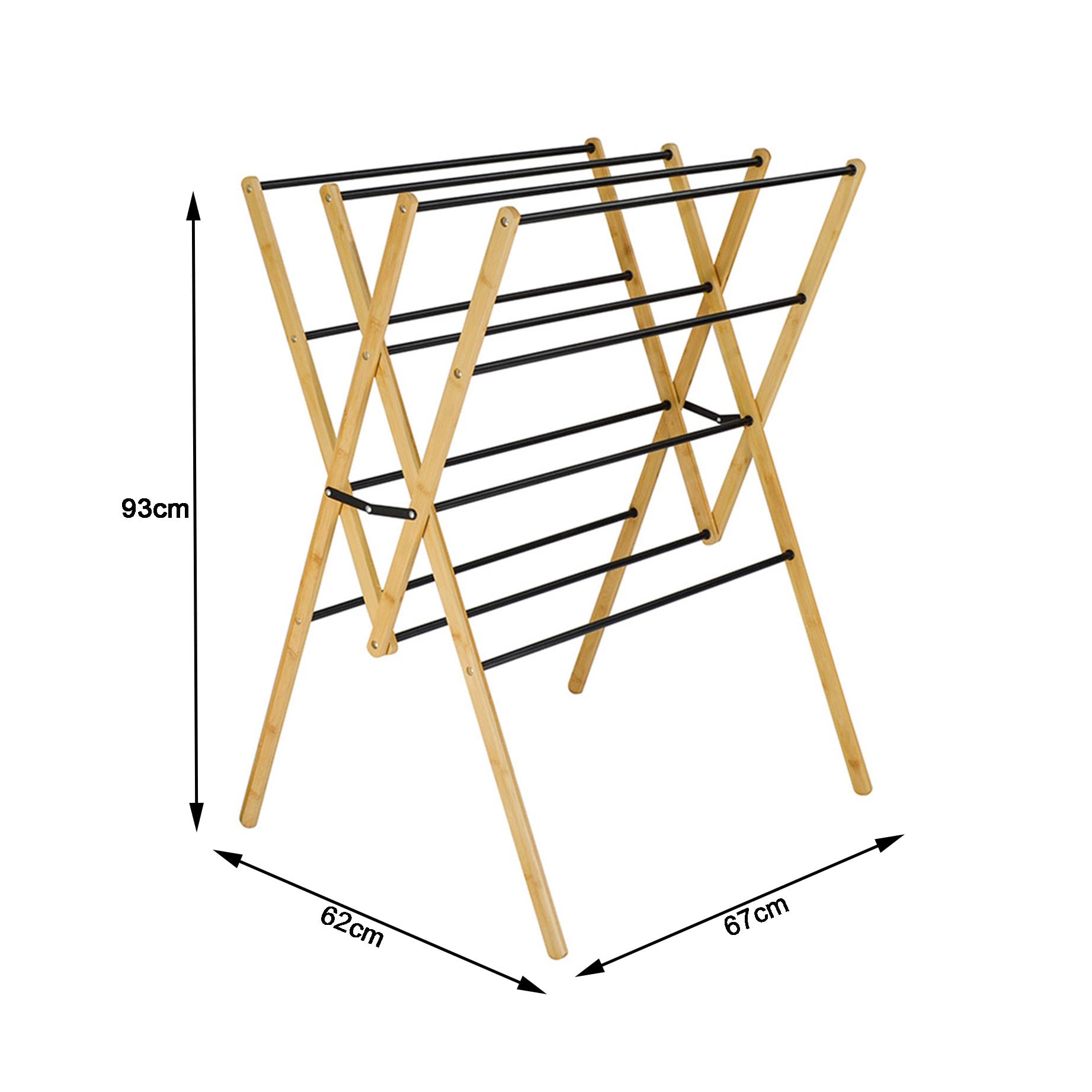 XJLXJH Folding Clothes Airer, Indoor Clothes Drying Rack Winged Clothes Airer Bamboo and Wood Four-Layer Drying Rack