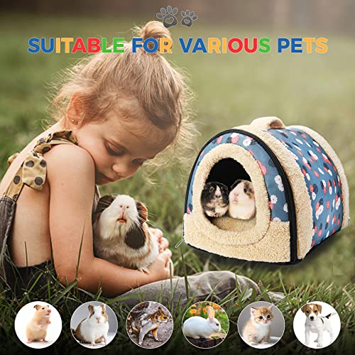SOFYIALI Guinea Pig Hideout, Hamster Hideout, 2 in 1 Transformable Small Animal Bed Four Seasons General, Suit for Hamster Chinchilla Hedgehog Guinea Pig Rabbit Hideout Bed