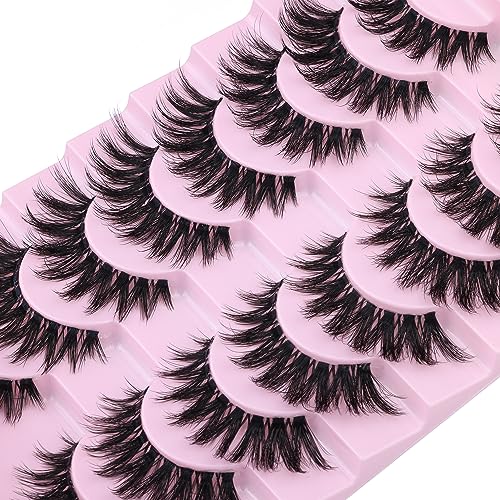 Lvmixwig Lashes Natural Look Eyelash Extension with Clear Band Fluffy Cat Eye 16mm Fake Eyelashes Wispy 6D Multi-layer Faux Mink Fake Lashes Extension