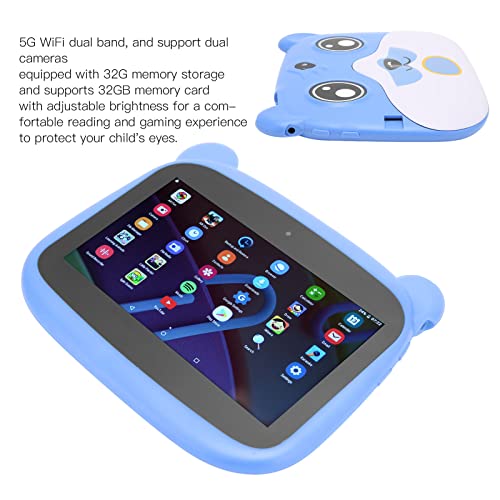 soobu HD Tablet, Kids Tablet Dual Band US Plug 100‑240V Dual Camera 32GB ROM 5000mAh for Ebook (US Plug)