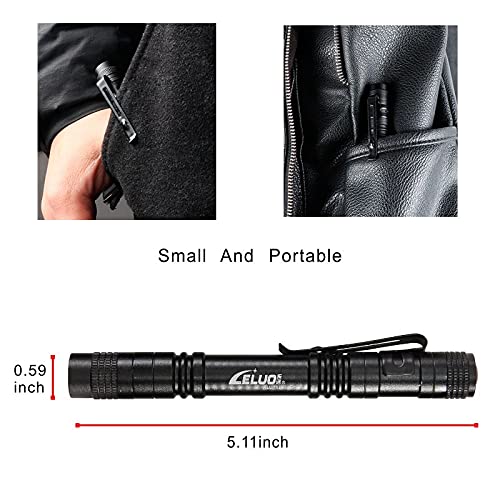 LELUOHQ 2 Pack UV Penlight Flashlight with Clip,Mini LED Handheld Tactical Pocket Torch with High Lumens,Blacklight Detector for Money Detector,Pet Urine,Pet Stains and Bed Bug
