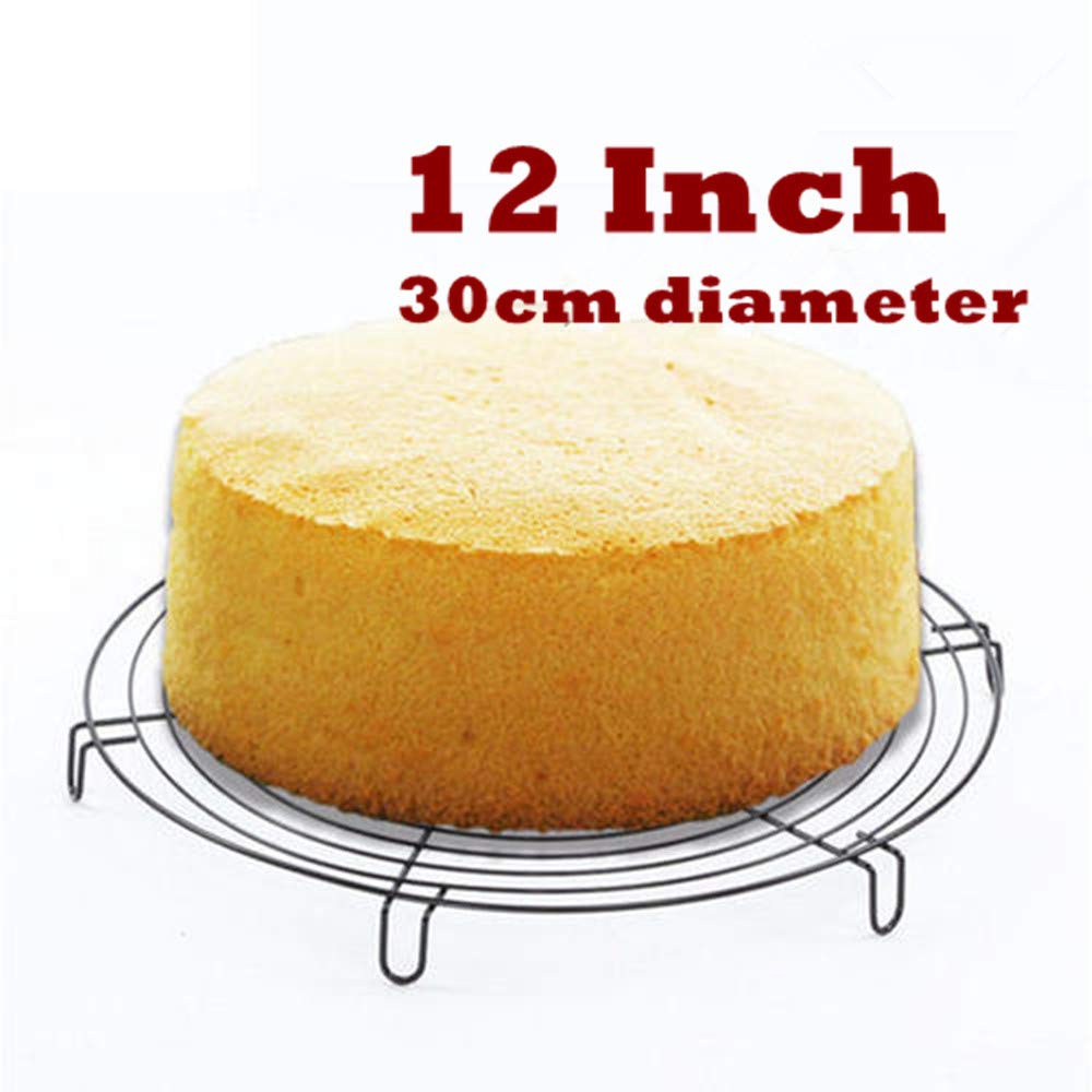 Mokpi Round Cake Cooling Racks Wire Baking Steaming Rack, 12 Inch Diameter, Steamer Rack (Black-2 Pack)