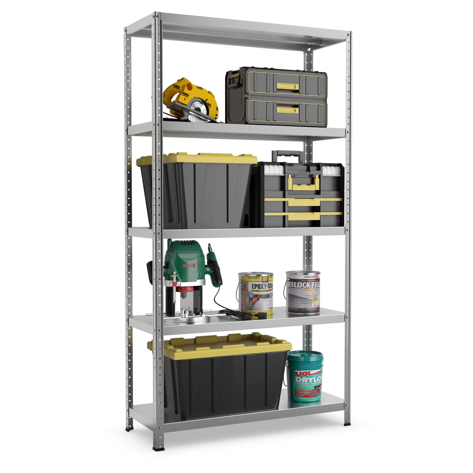 Tangkula Garage Storage Shelves, 74In 5-Tier Metal Shelving Unit for Storage, Adjustable Heavy Duty Storage Rack with 1433LBS Weight Capacity for Garage Warehouse Basement, 39 x 16 x 74 Inch (2, Grey)