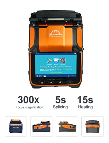 Optical Fiber Fusion Splicer Automatic Multi-Language Intelligent Fiber Optic Welder FTTH Fiber Optic Splicing Machine with 6 Seconds Splicing Time, Fusion Splicer Machine Melting 15 Seconds Heating