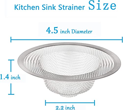 Ruikedasi 2 PCS Drain Strainer Large Wide Rim 4.5" Diameter for Kitchen Sinks Stainless, Steel, Bathroom Hair Catcher