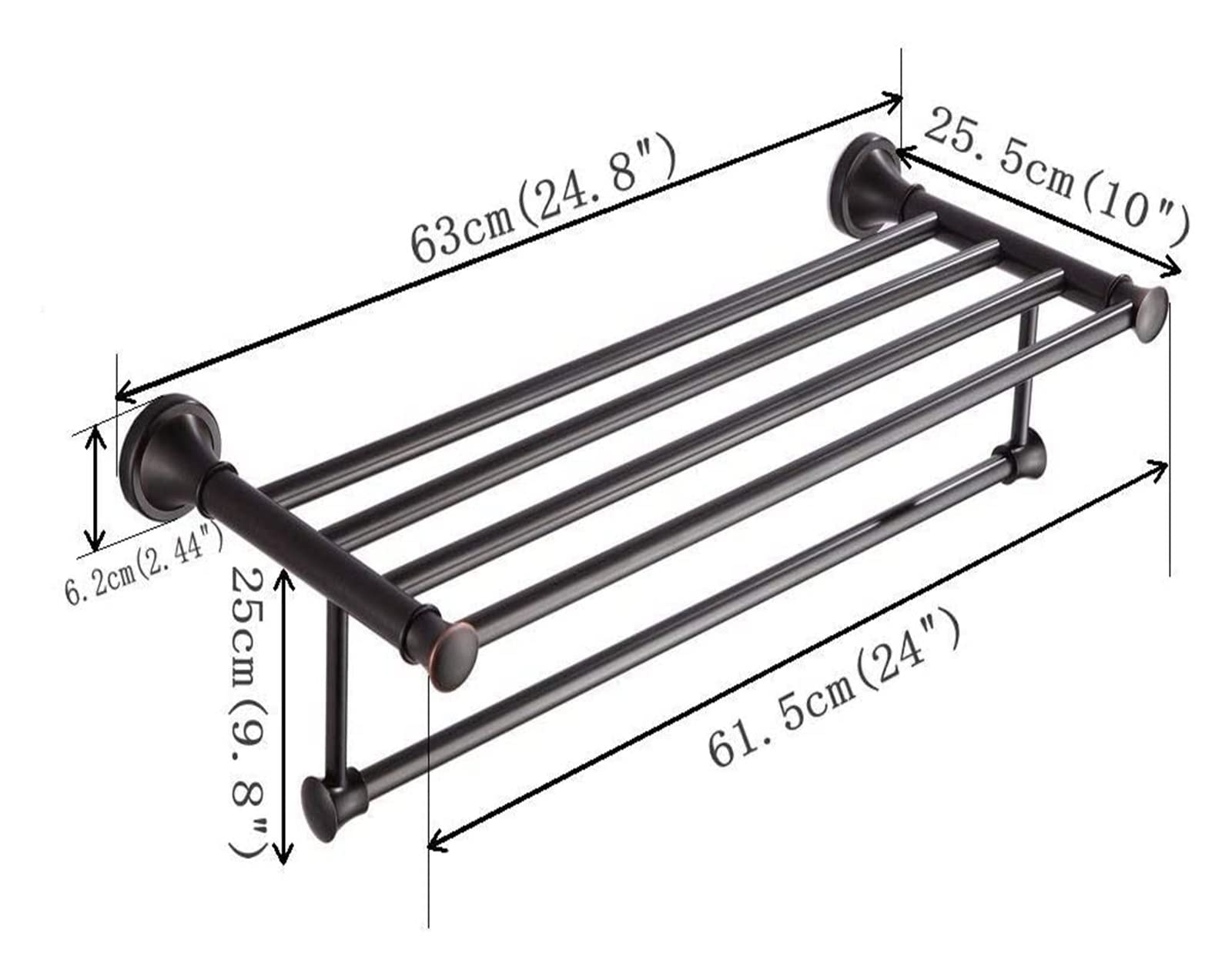 Towel Rails Solid Brass Towel Rack with Bar for Bathroom Shelf Wall Mounted, Oil Rubbed Bronze, 61.5 cm/Toilet Brush Set (Color : Toilet Brush Set) (Towel Shelf b)