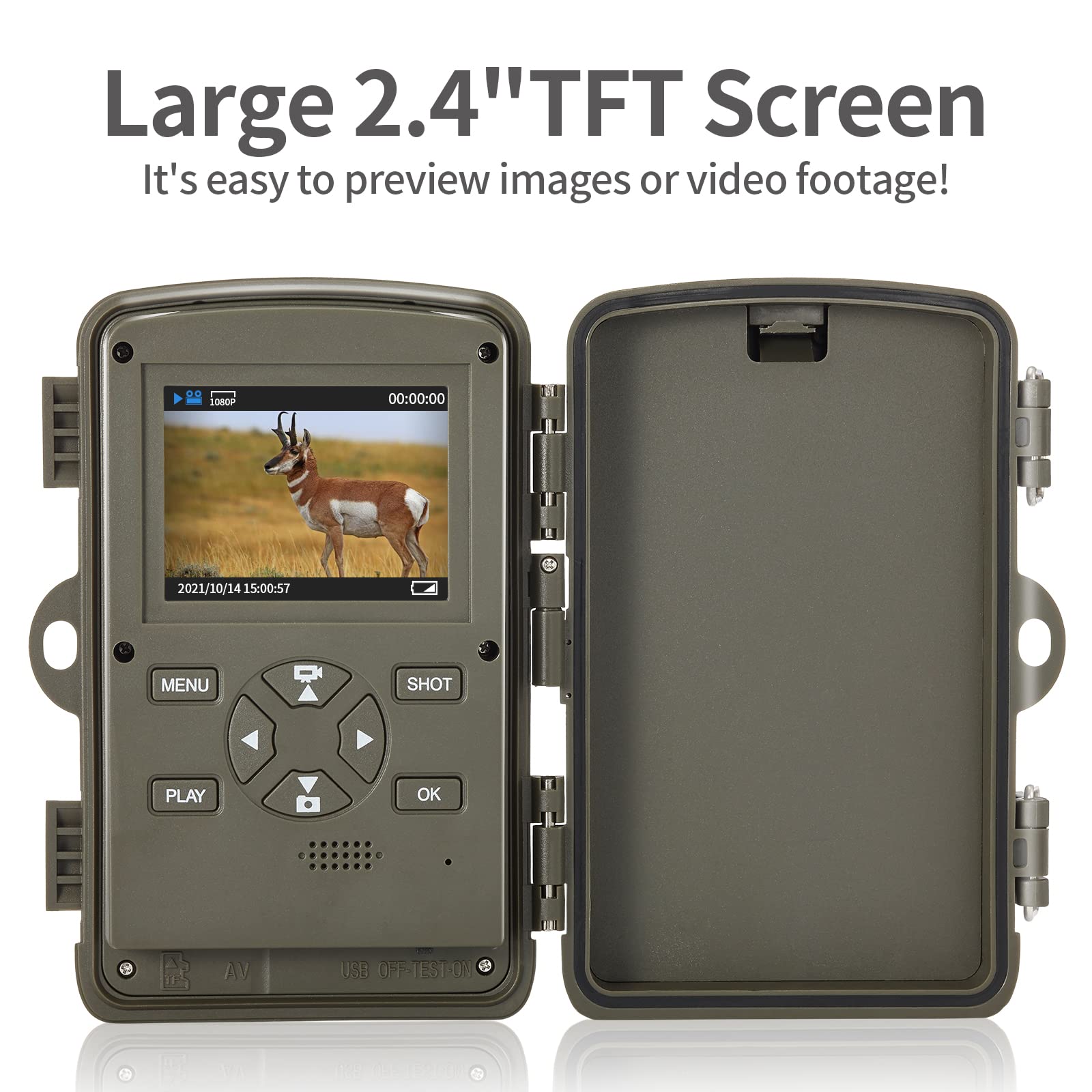 JVAXS Trail Camera 21MP 1080P - Game Hunting Camera with IR Night Vision Motion Activated Waterproof 120°Detecting Range, Infrared Outdoor Cam Wildlife Monitoring Deer Scouting 0.2s Trigger Speed