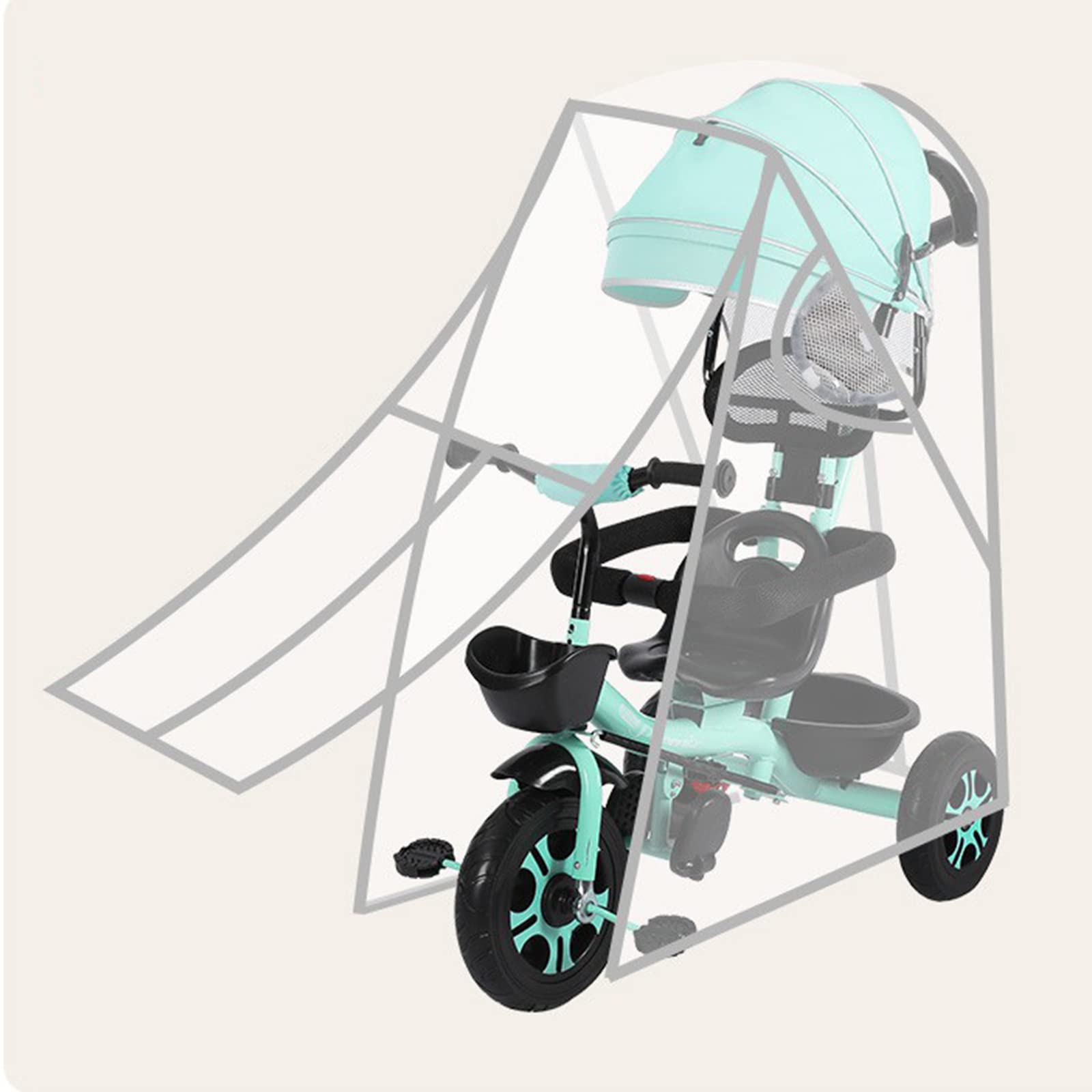 Rider Stroller Rain Cover , Rider Stroller Accessory, Baby Travel Weather Shield, Windproof Waterproof, Protect from Dust Snow (Black-Ordinary Style)