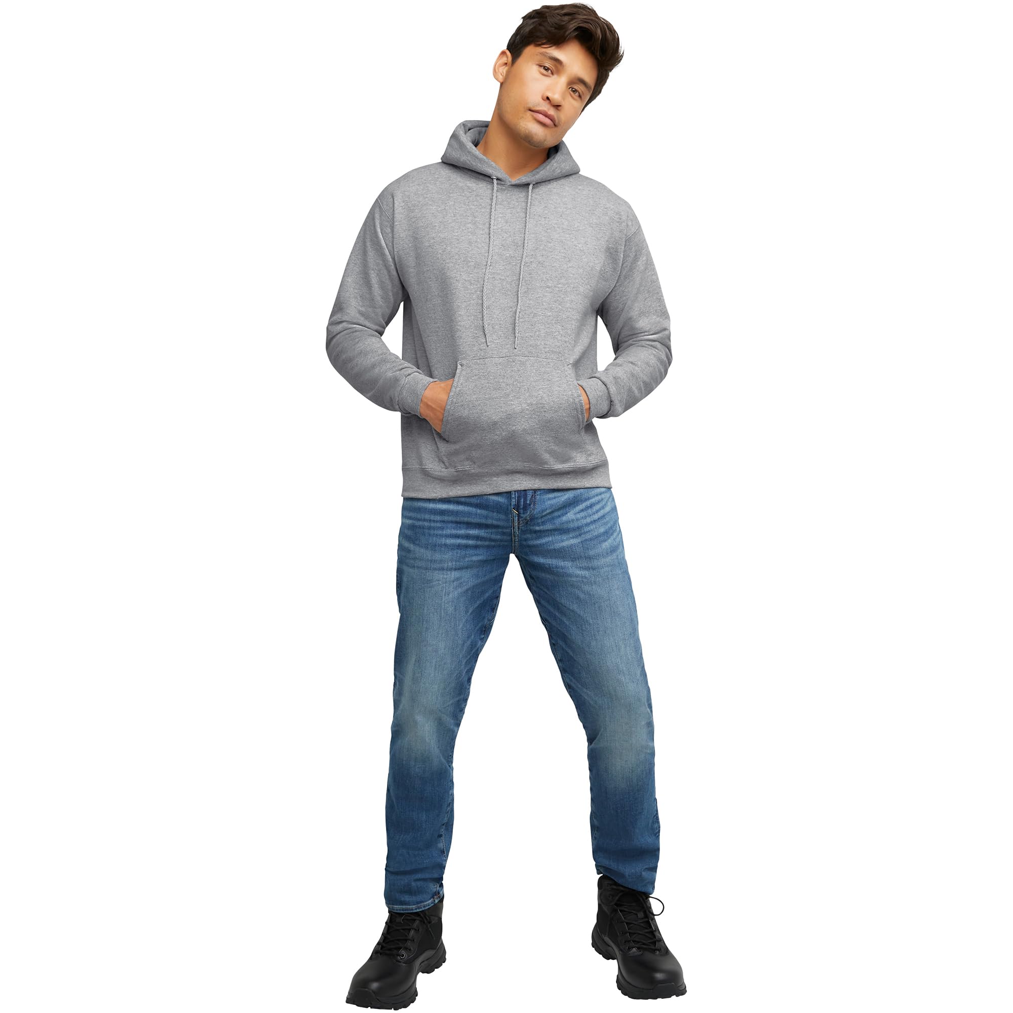 Hanes Men's Pullover EcoSmart Hooded Sweatshirt, Light Steel, XX-Large