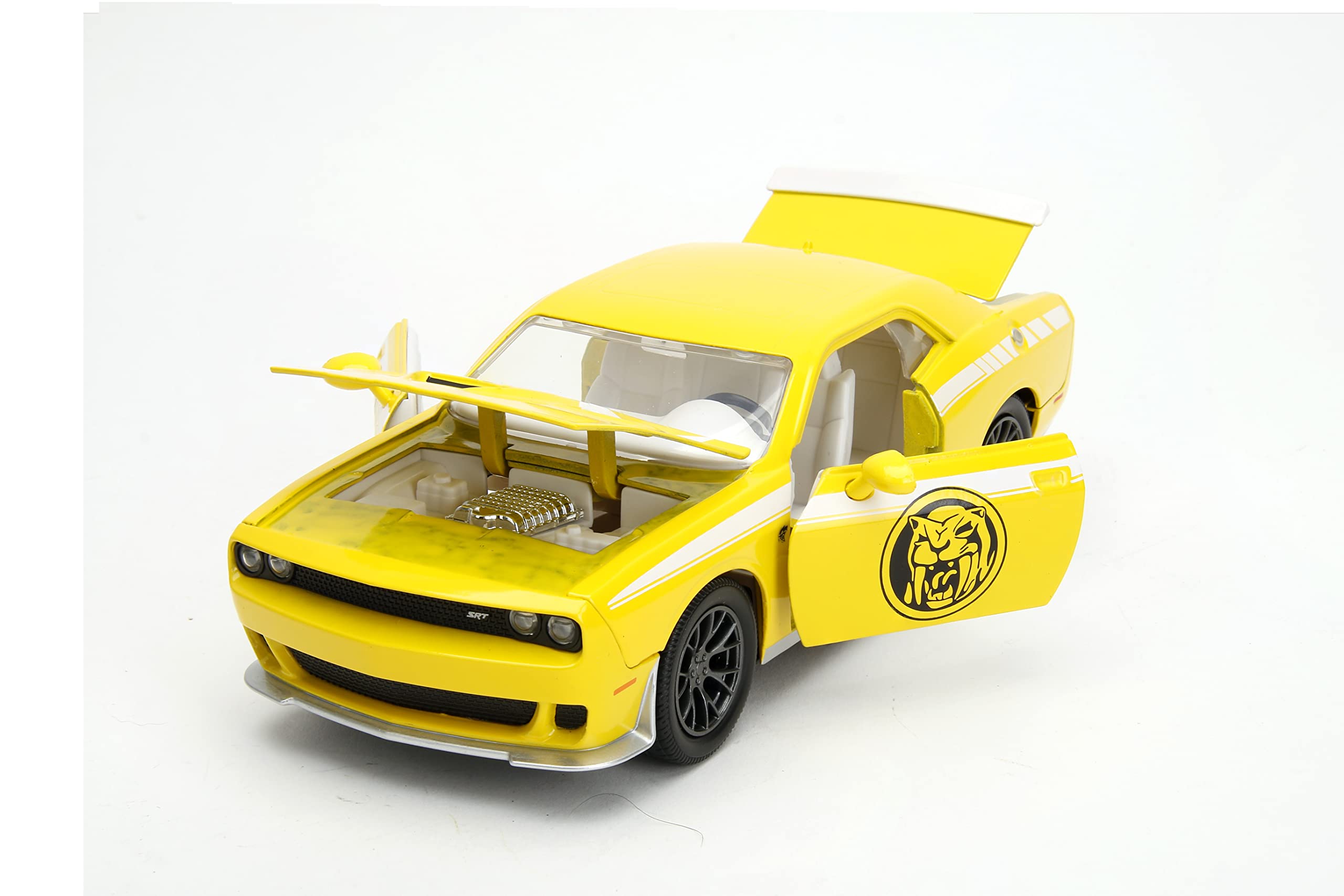 Power Rangers 1:24 2015 Dodge Challenger SRT Hellcat Die-Cast Car & 2.75" Yellow Ranger Figure, Toys for Kids and Adults