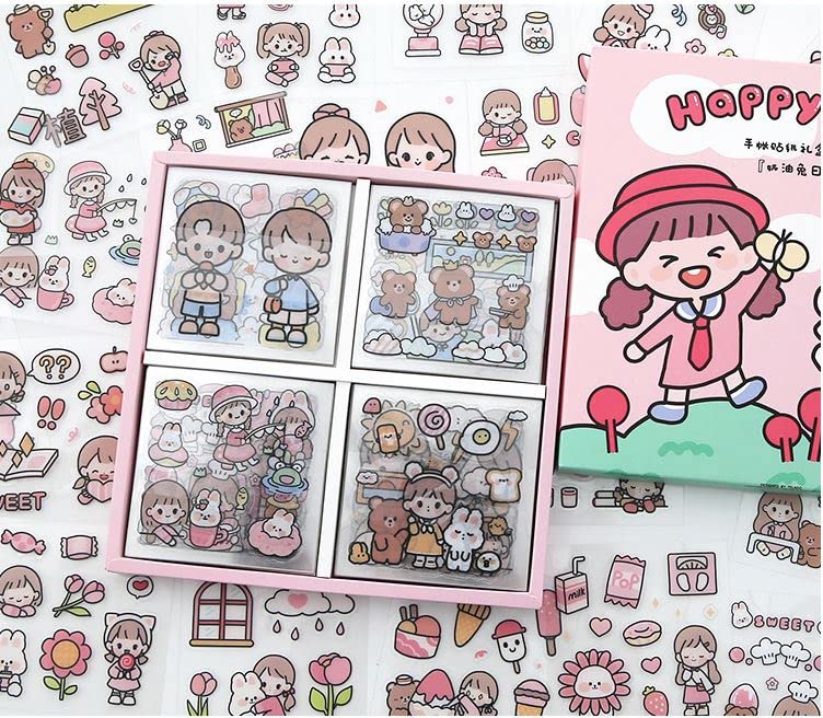 PVC Sticker,Sticker Cartoon Pattern DIY Diary Sticker Scrapbook Stationery Stickers Kawaii Stickers (Happy Day)