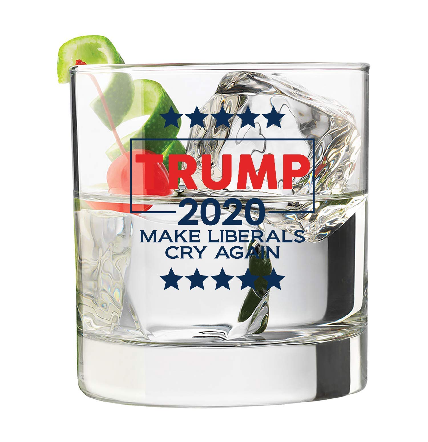 Patriot's Cave 45TH PRESIDENT WHISKEY GLASS | MAKE LIBERALS CRY AGAIN | RESTAURANT HEAVY CHIP RESISTANT 11OZ ROCK GLASSES | MADE IN USA