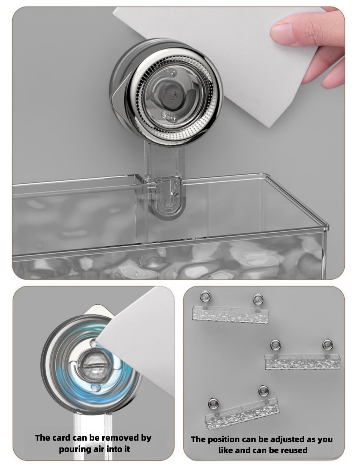 ROKIE Shower Caddy Suction Cup Storage Rack Clear Acrylic Shower Shelves Glacier Water Ripples Corner Shelf For Bathroom Shower Accessories (J)