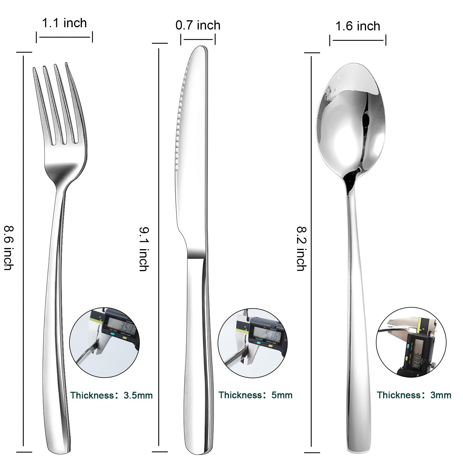 SOLEADER Silverware Set 6 Piece,Stainless Steel Flatware Set,Tableware Cutlery Set, Knives,Spoons and Forks Set,Kitchen Utensils Set with Mirror Polished,Dishwasher Safe