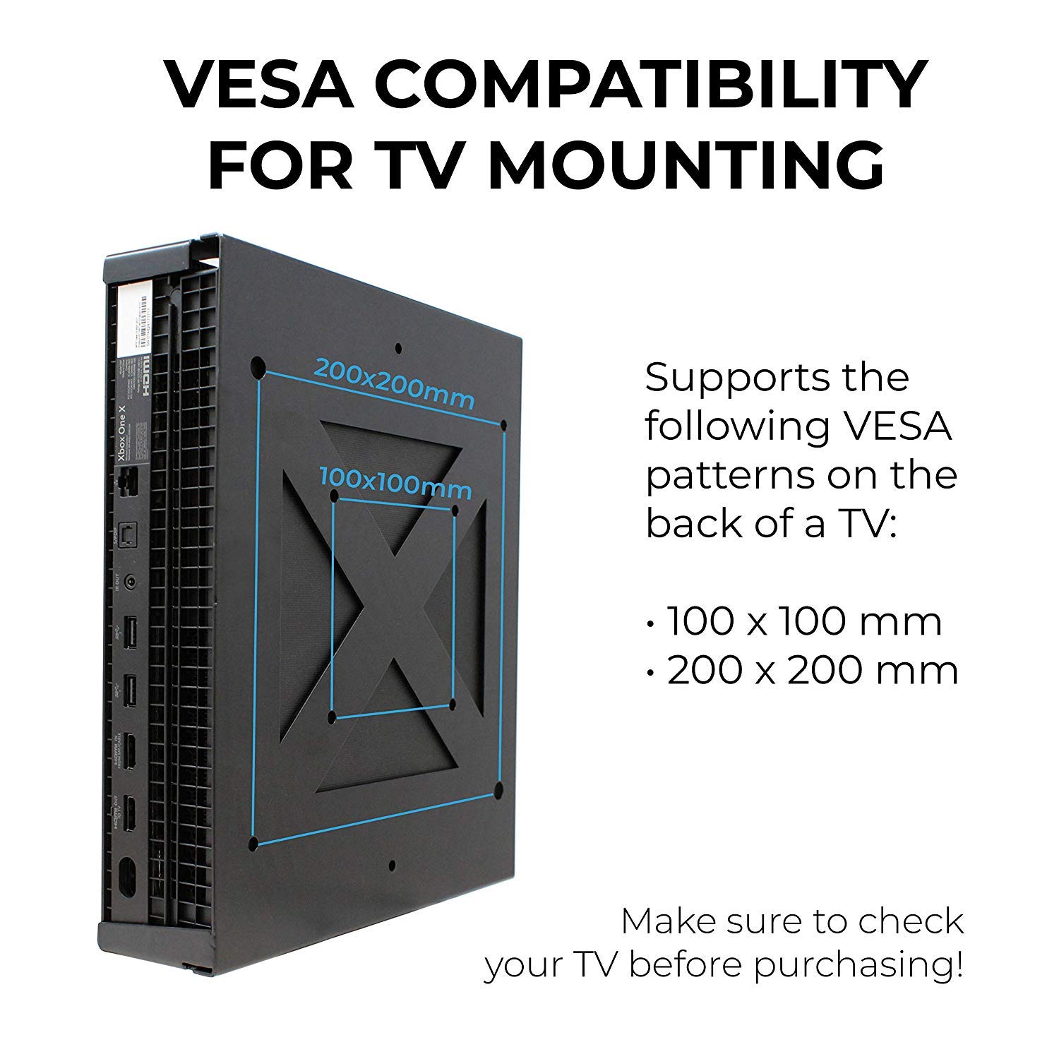 HumanCentric Wall Mount Compatible with Xbox One X | Mount on The Wall or on The Back of The TV