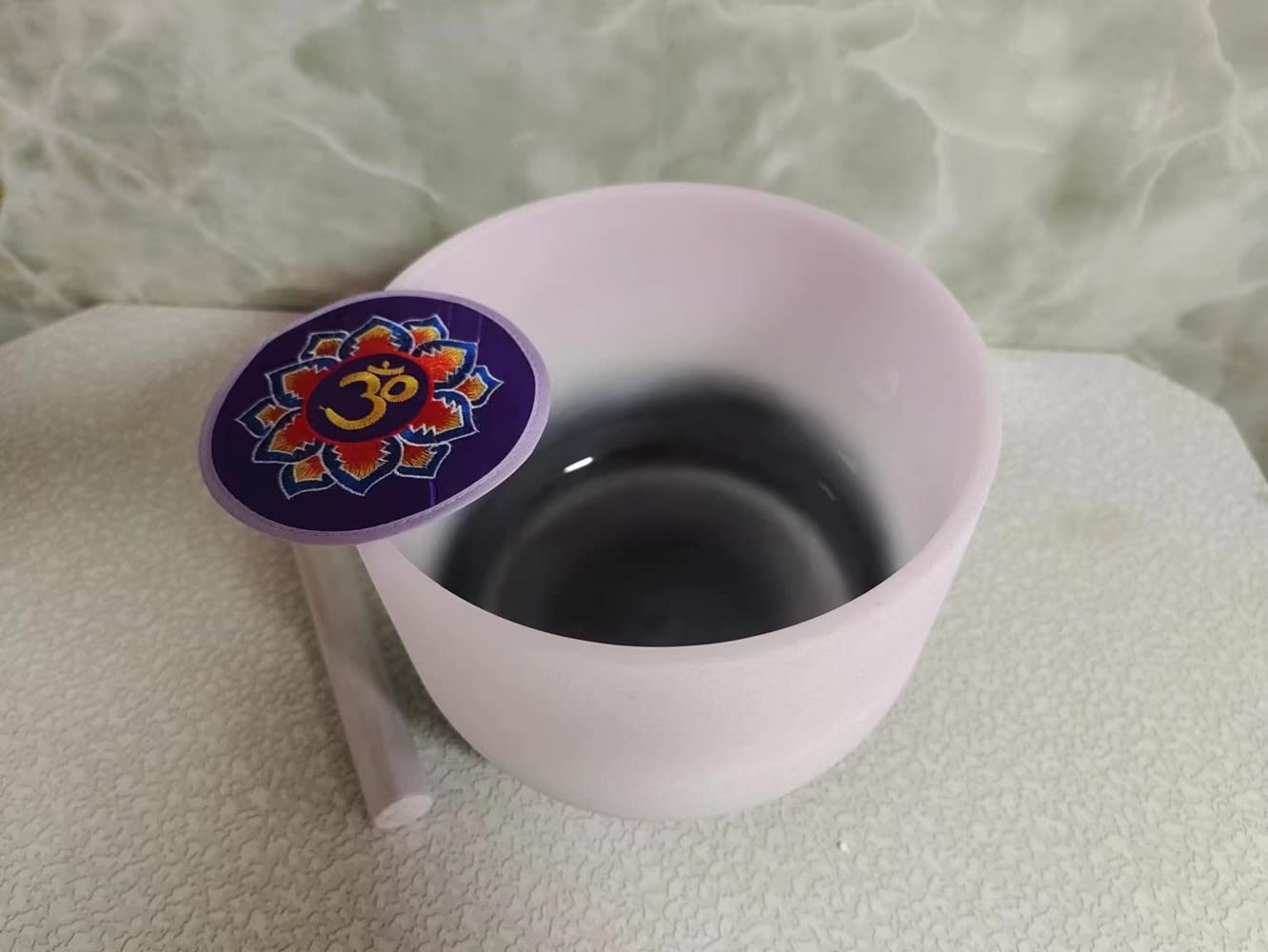 Morganite + Moldavite Gemstone Fusion Crystal Singing Bowl B Crown Chakra 9 inch with Free Suede Striker and O ring