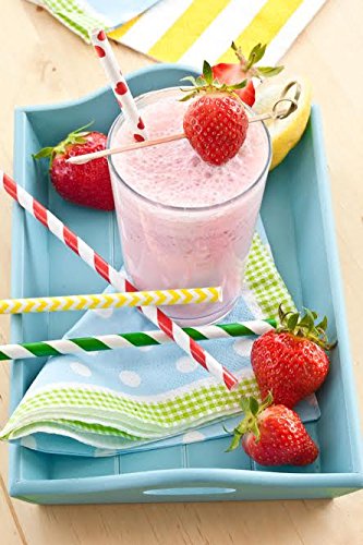 Outside the Box Papers Lego Theme Striped Paper Straws 7.75 Inches 100 Pack Blue, Red, Green, Yellow, White