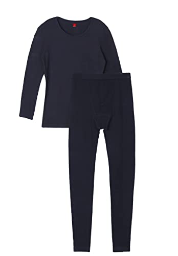 Men Cotton Thermal Underwear, Winter Warm Soft Comfy Long Johns Set Base Layer Pajamas Set(XL,A-Royal Blue)