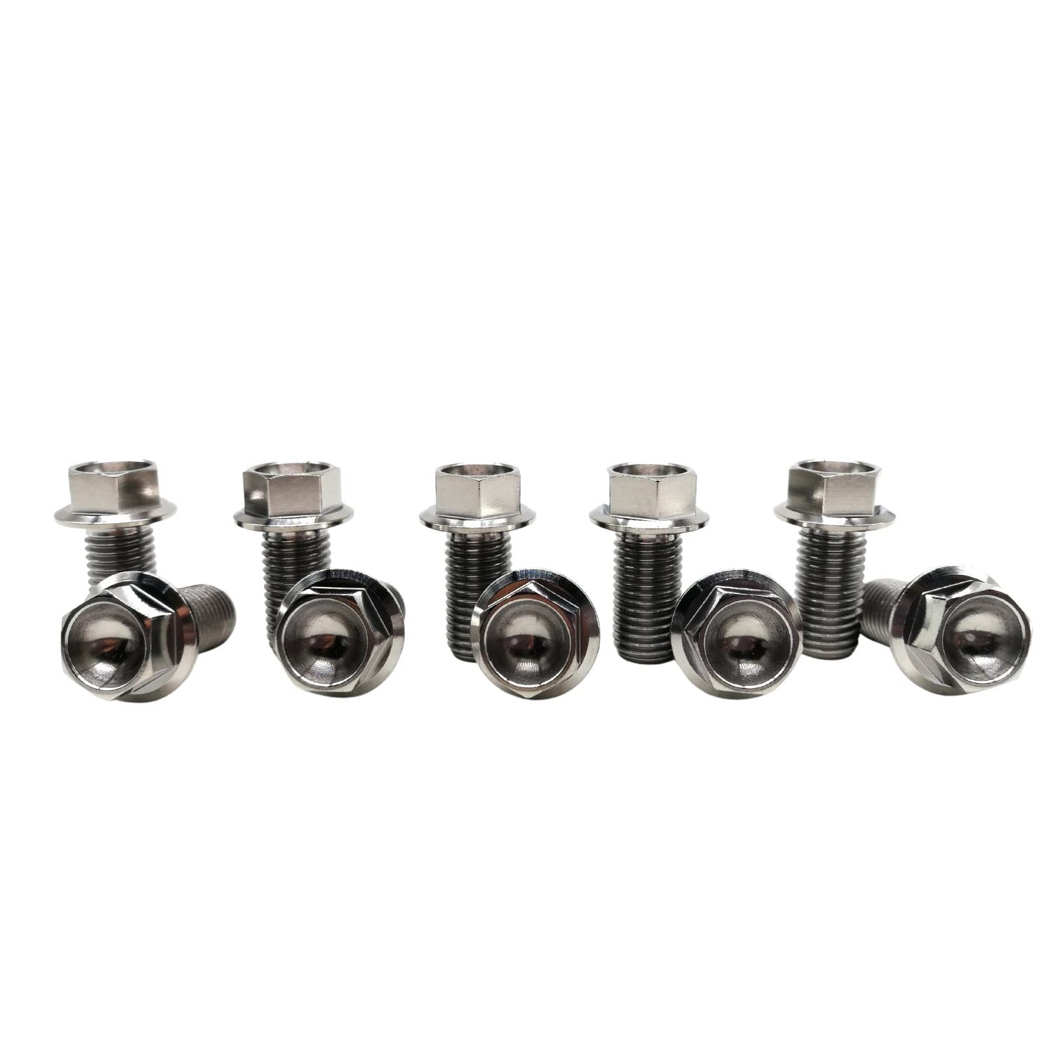 Rison Titanium Bolts Titanium Flanged Hex Head Bolt M6x1.0x12mm 6AL4V Aerospace Grade Ti Bolt Original Color Titanium Bolt for Motorcycle Car Modification Pack of 5