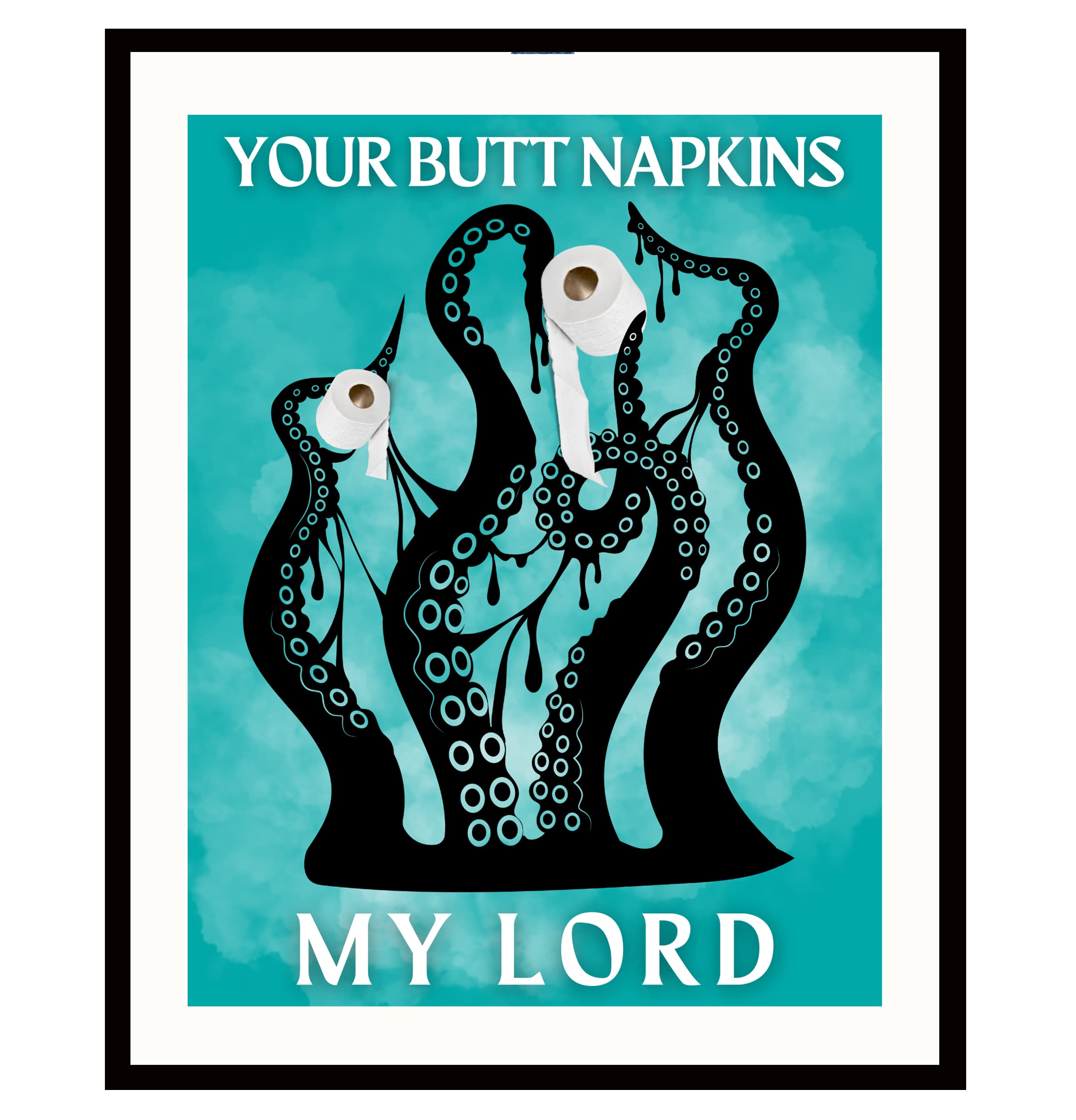 Roxbury Row Kraken Bathroom Decor | Funny Teal Bathroom Decor, Octopus Bathroom Decor, Funny Bath Wall Decor for Beach House or Ocean Bathroom Decor | Beach Bathroom Decor (8x10 Unframed)
