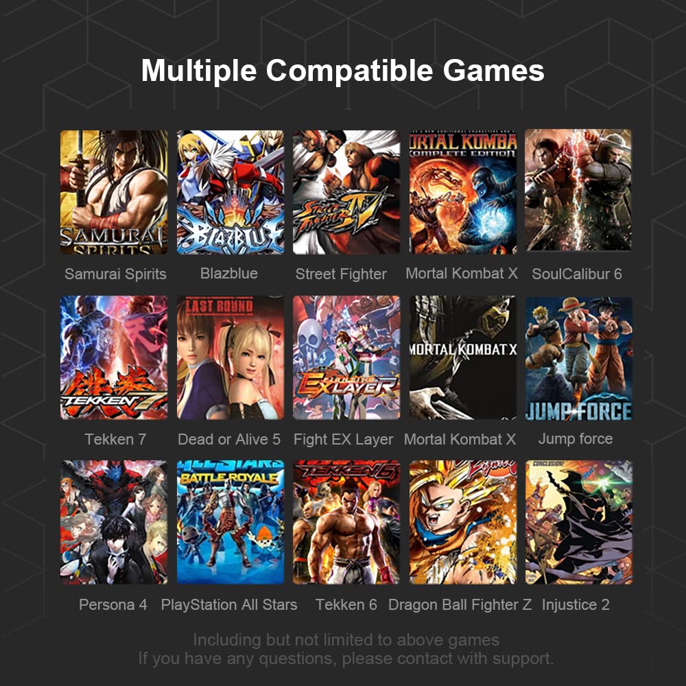 PXN X8 Street Fighter Stick Arcade Joystick, Mechanical Buttons, Keyboard-Style Direction Keys, Turbo Functions, Switchable Joystick Modes, Suitable for PS3 / PS4 / Nintendo Switch / PC Windows