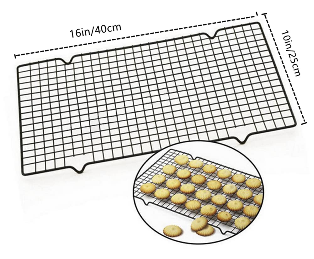 NatureMan Set of 2 Baking Cooling Rack, 16" x 10"Nonstick Wire Baking Rack,for Cooking, Roasting, Grilling, Easy to Clean