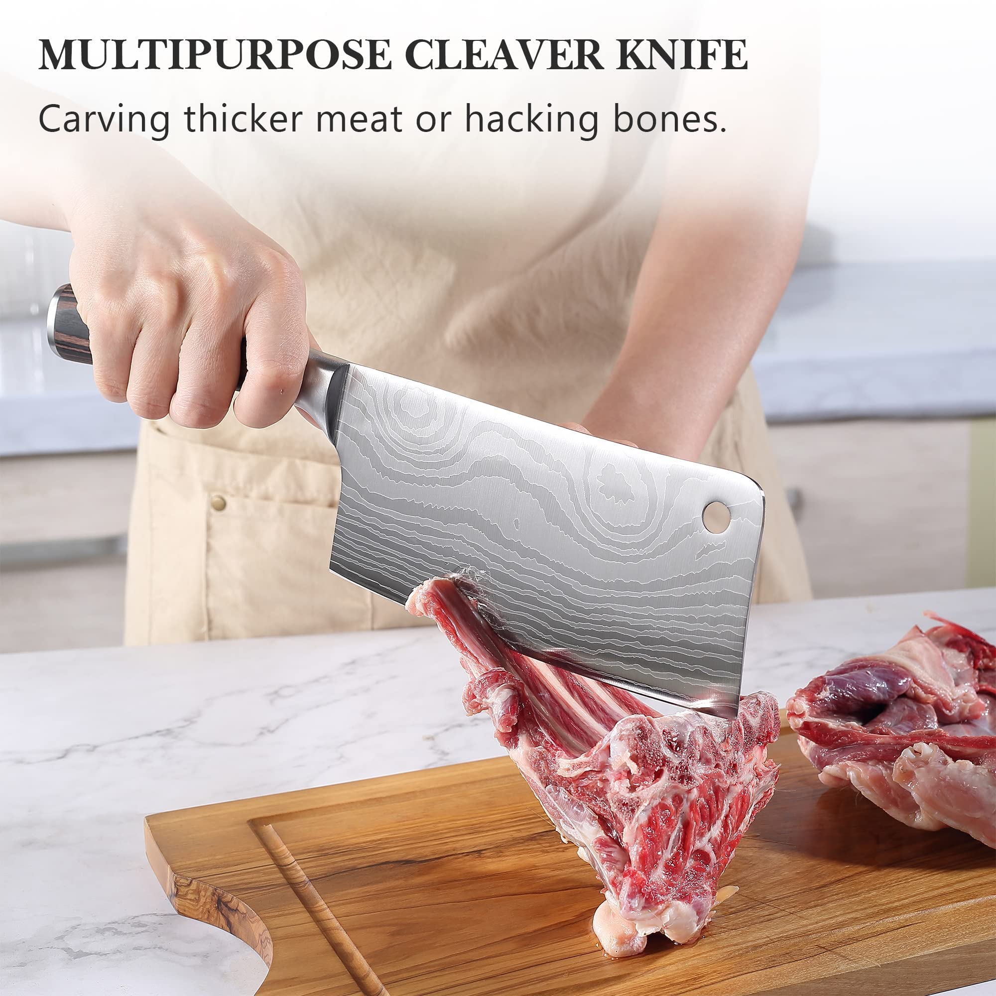 PAUDIN Cleaver Knife + Nakiri Knife