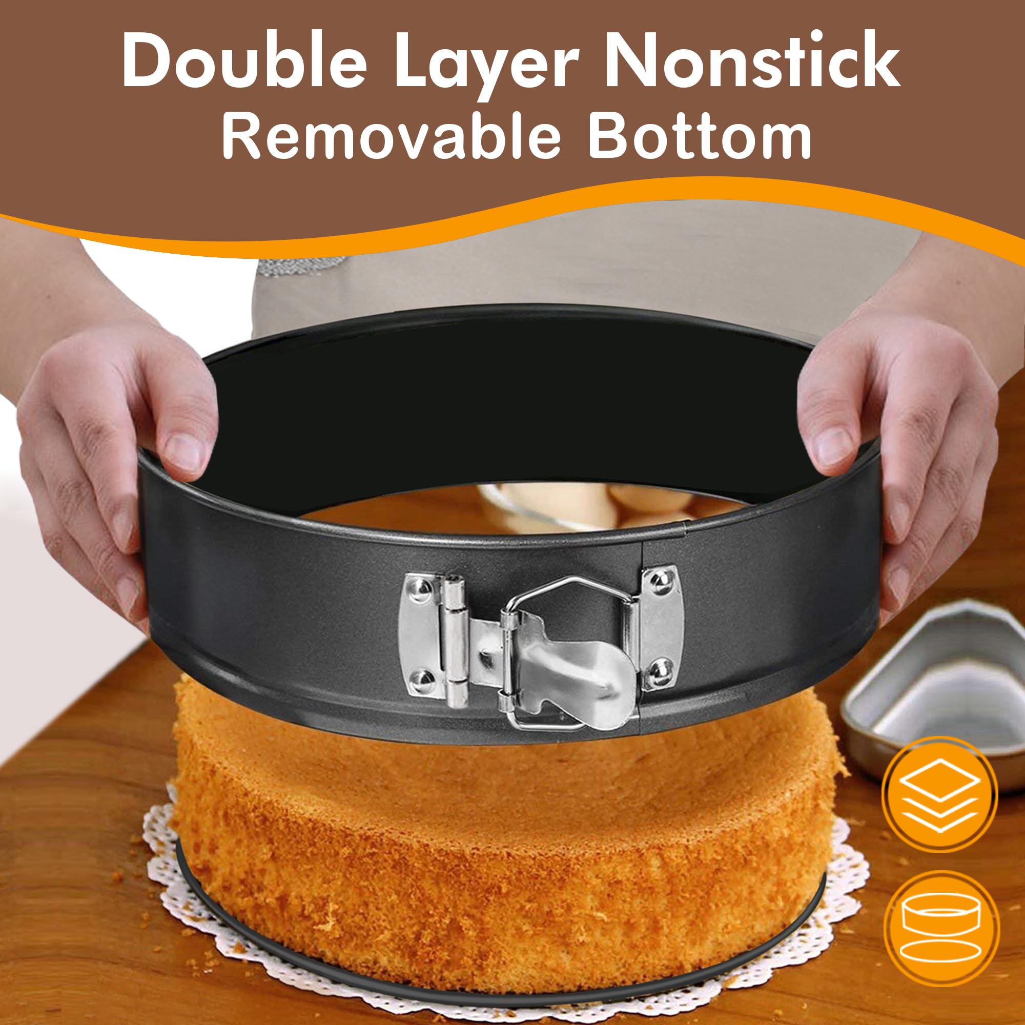 Molgree Springform Pans, 3pcs (7" 9" 11") Nonstick Leakproof Cheesecake Pan Springform Pan Set with Removable Bottom, Spring Form Pans Round Cake Pans Sets for Baking with 60 Parchment Paper