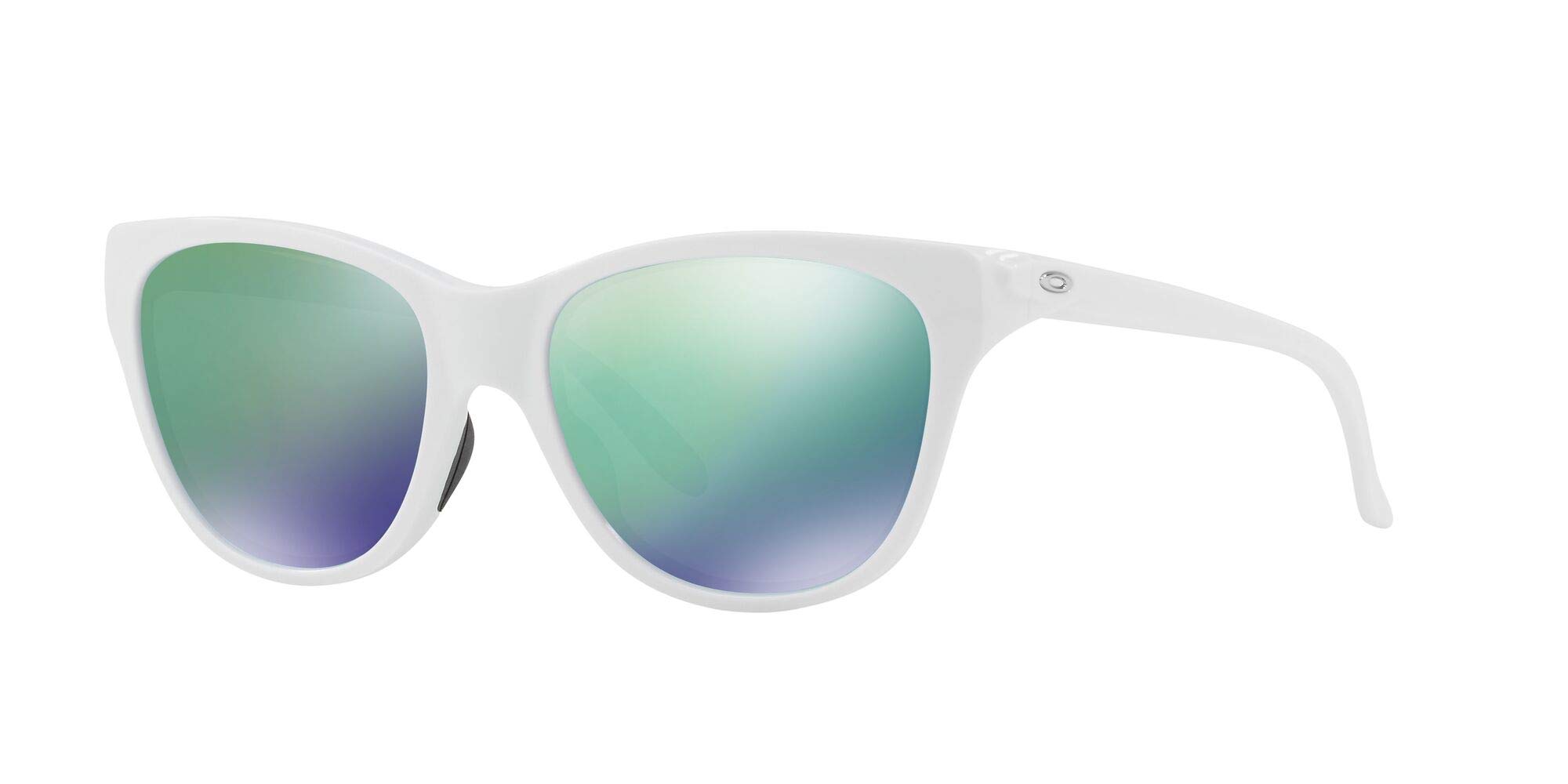 Oakley Women's OO9357 Hold Out Cateye Sunglasses, Polished White/Jade Iridium, 55 mm