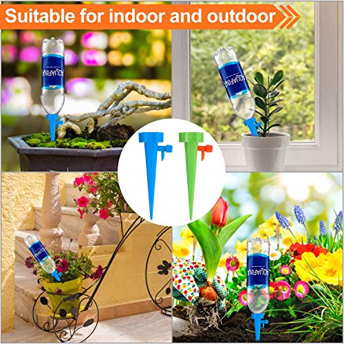 LYF Plant Self Watering Spikes Devices, Automatic Watering Spikes System with Slow Release Control Valve Switch Self Irrigation Watering Drip, Upgrade Design with Anti-Tilt Bracket… (A)