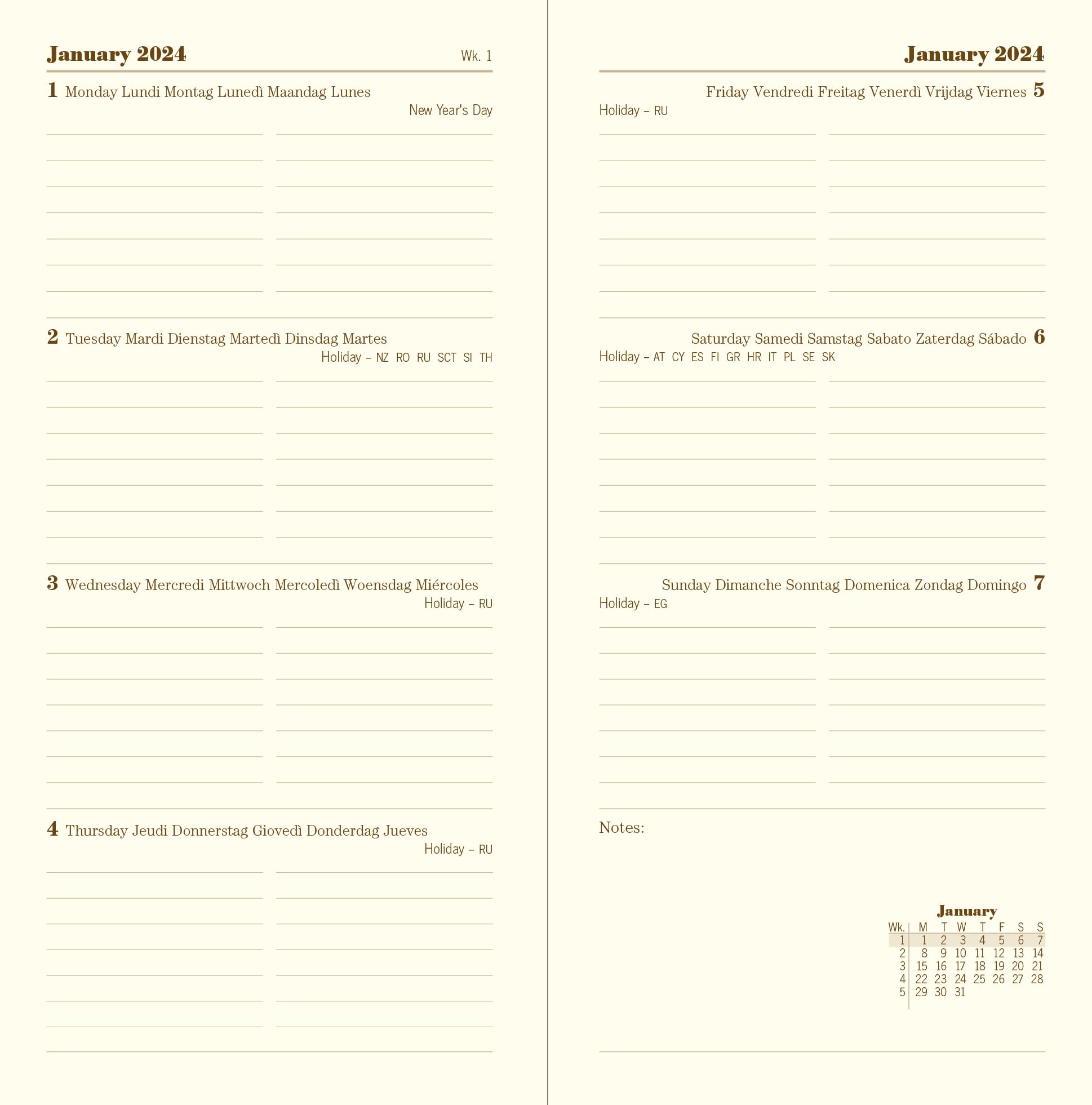 Letts Sovereign Slim week to view 2024 diary - black