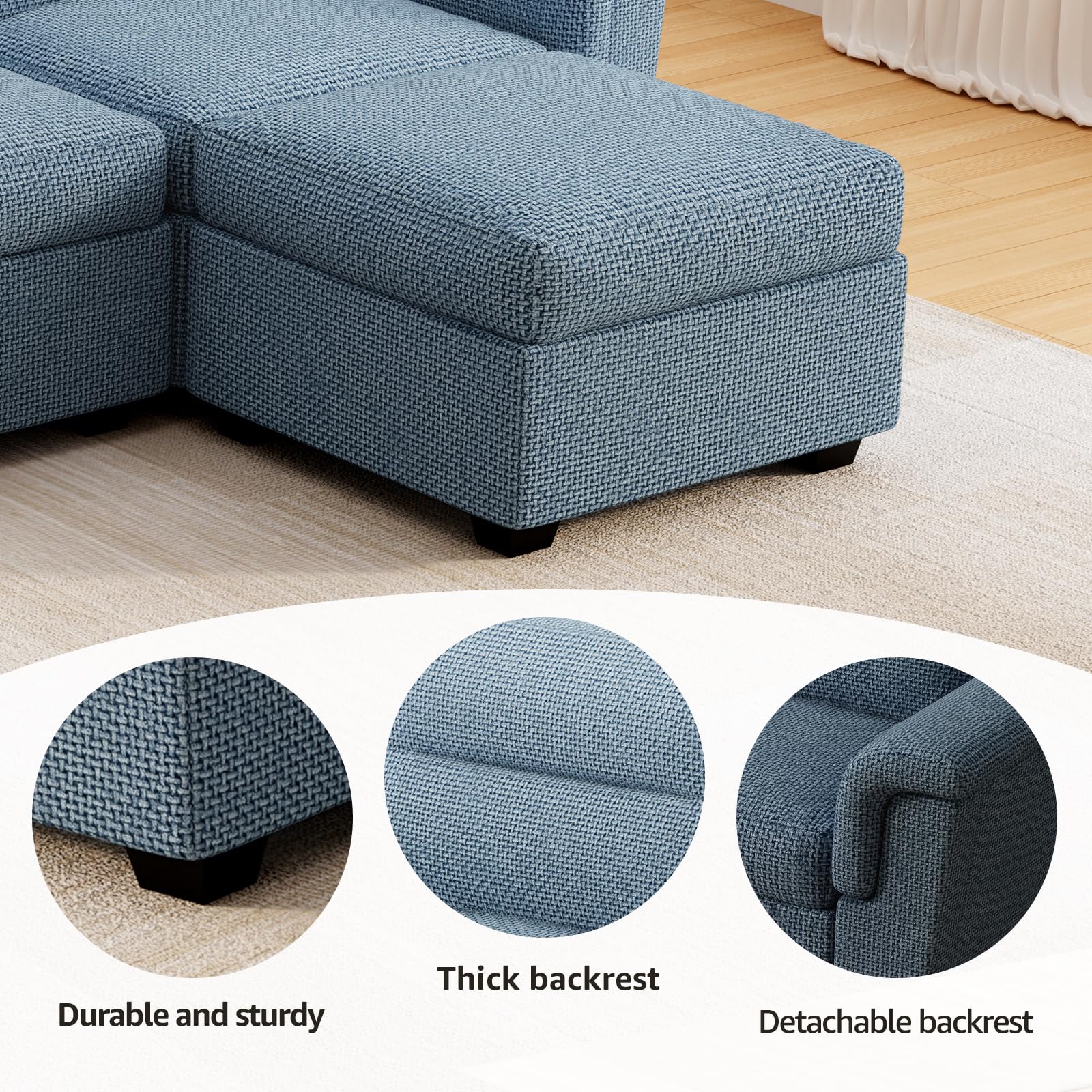 Wimarsbon Convertible Modular Sofa Couch L-Shaped Sectional Sofa Set with Storage Ottomans 5-Seat Sectional Couches for Living Room Apartment & Lounge