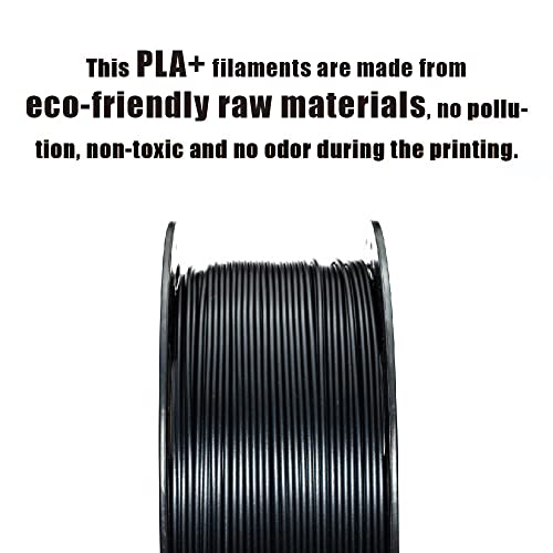 RongTong 3D Printer Filament PLA Plus (PLA+) 1.75mm Black, PLA + Filament 1kg Spool (2.2lbs) Toughness, 3D Printing Filament PLA Pro, Fit Most FDM Printers, Dimensional Accuracy +/- 0.03mm