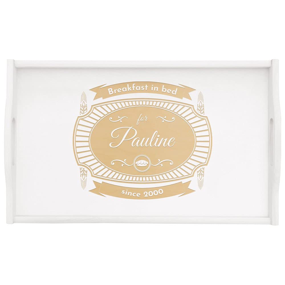 Maverton Breakfast Tray Table for Women - Personalized Bed Tray - Laptop Table with Foldable Legs - Decorative Serving Tray with Engraving - for Birthday - Serving Tray for her - Breakfast
