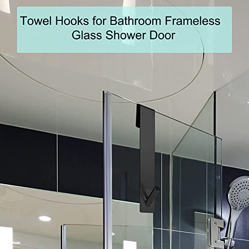 Windefun Stainless Steel Showe Door Hooks,Stainless Steel Powerful Adherive Hooks,for Frameless Glass Bathroom Doors,Can Hang Towels,Bathrobes,Coat Bag etc.
