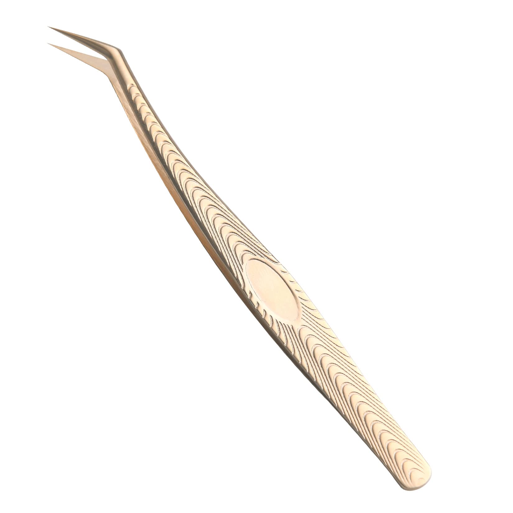 SGNEKOO Eyelash Extension Tweezers Set, Etching Slanted Excellent Precision Tweezers Kit for Volume & Individual False Lashes Extensions with Storage Case,Golden (Volume Tweezers/SK005-4)