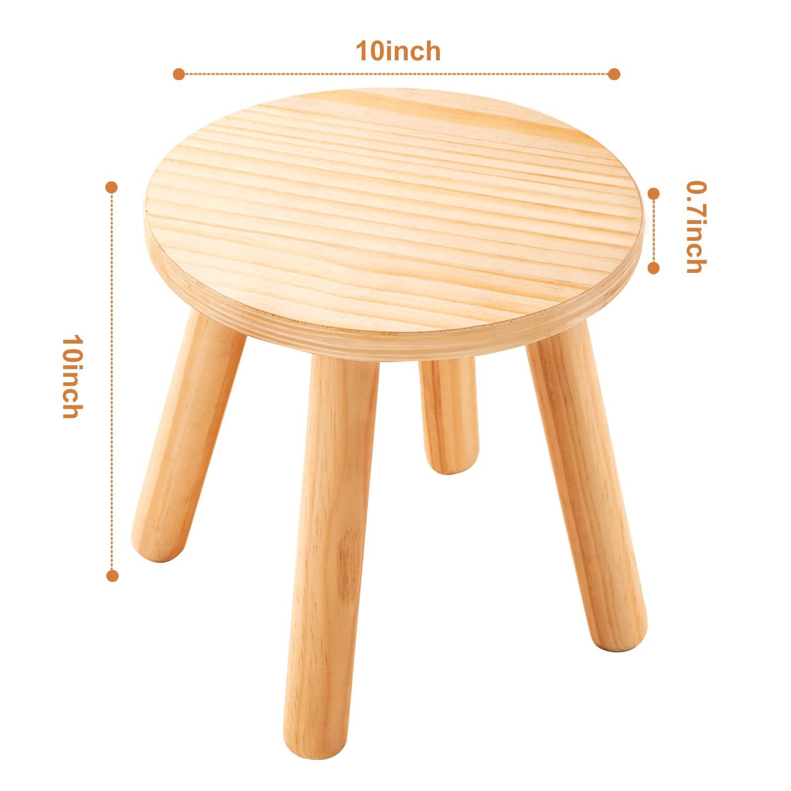 SOOPURKIDS Wooden Step Stool for Kids, 10 Inch Solid Kids Chairs fit with Sensory Table,Sturdy Sitting Stool with Assembled Four-Legged, for Children, Toddler,1 Pack