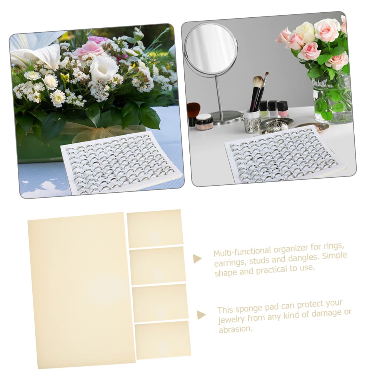 Levemolo 5pcs Storage Box Sponge Pad Jewelry Insert Display Mats Ring Display Pad Earrings Showcase Tray Trinket Tray Ring Tray Earring Sponge Display Pad Display Board Lining White